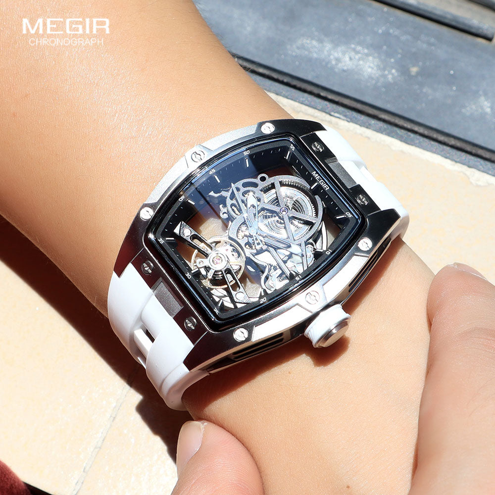 Latest Luxury Design -Skeleton Face With Rubber Strap Mechanical Movem ...