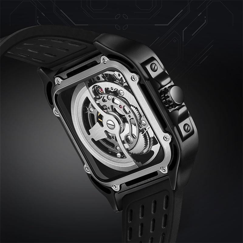 New Luxury Skeleton Dial Rubber Strap Automatic & Waterproof Watch ...